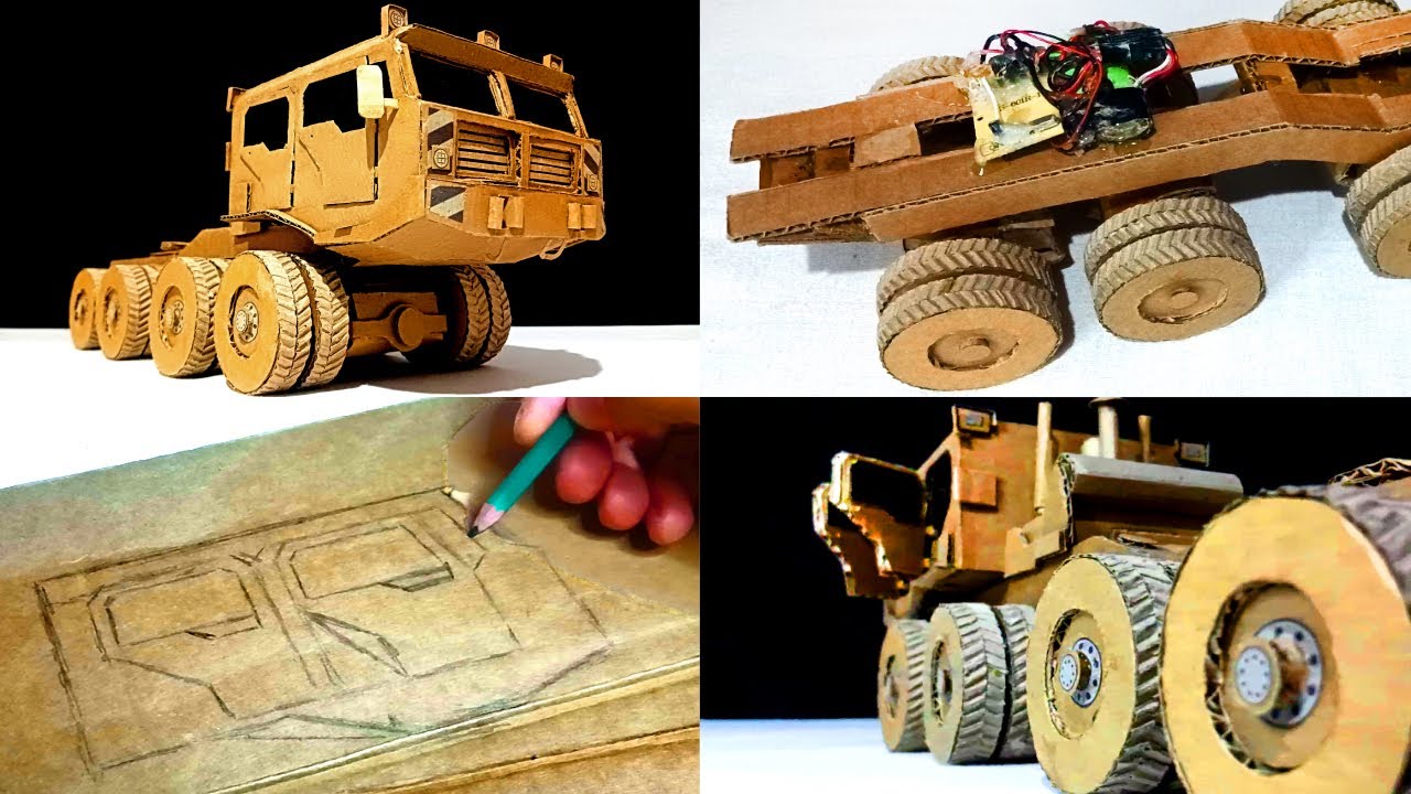 How to make an 8x8 cardboard truck, creating a RC model of a cardboard ...