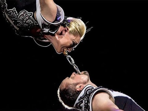 LEO JAWS & IRON LADY VITA as DUO COSTACHE. IRON JAW TRAPEZE ACT. - YouTube