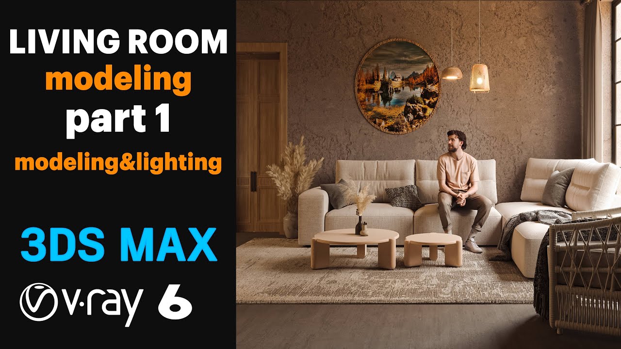 3dmax tutorial : living room part 1 (modeling & lighting) - YouTube
