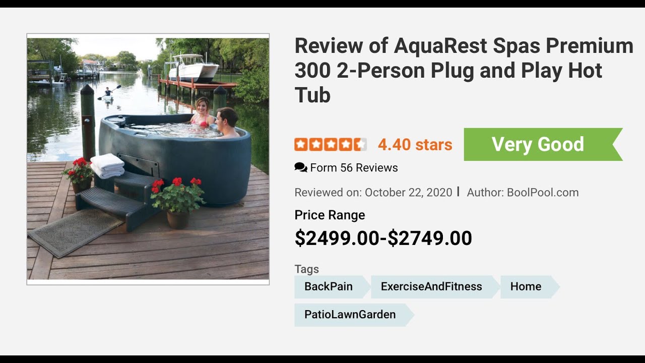 Review of AquaRest Spas Premium 300 2-Person Plug and Play Hot Tub ...