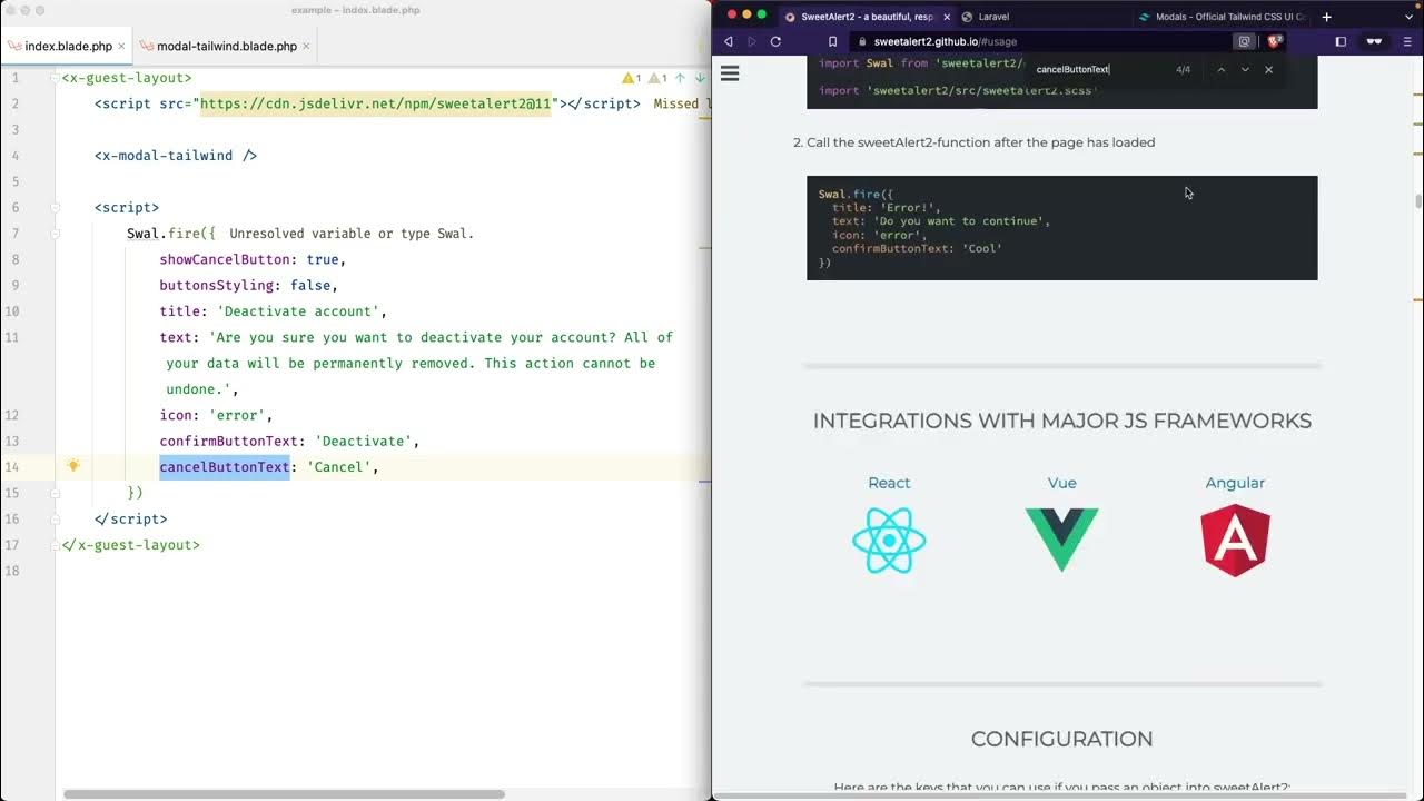 How to use SweetAlert2 dialogs with Tailwind CSS? - YouTube