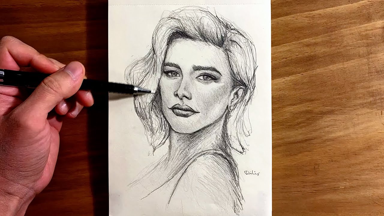 DRAWING FLORENCE PUGH | Timelapse. Speed Drawing. - YouTube