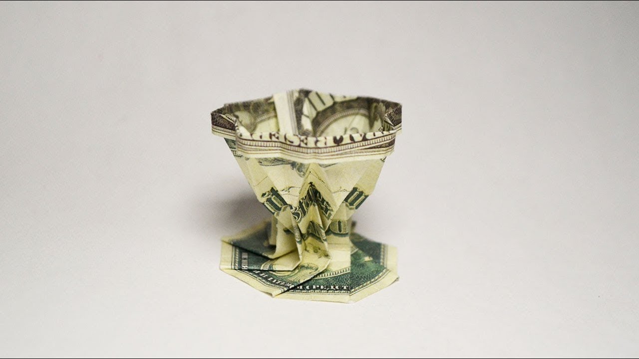 Money GOBLET/CUP Origami Dollar Tutorial DIY - YouTube