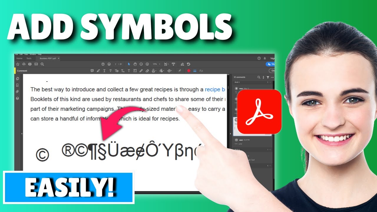How to add symbols in pdf using Adobe acrobat - YouTube