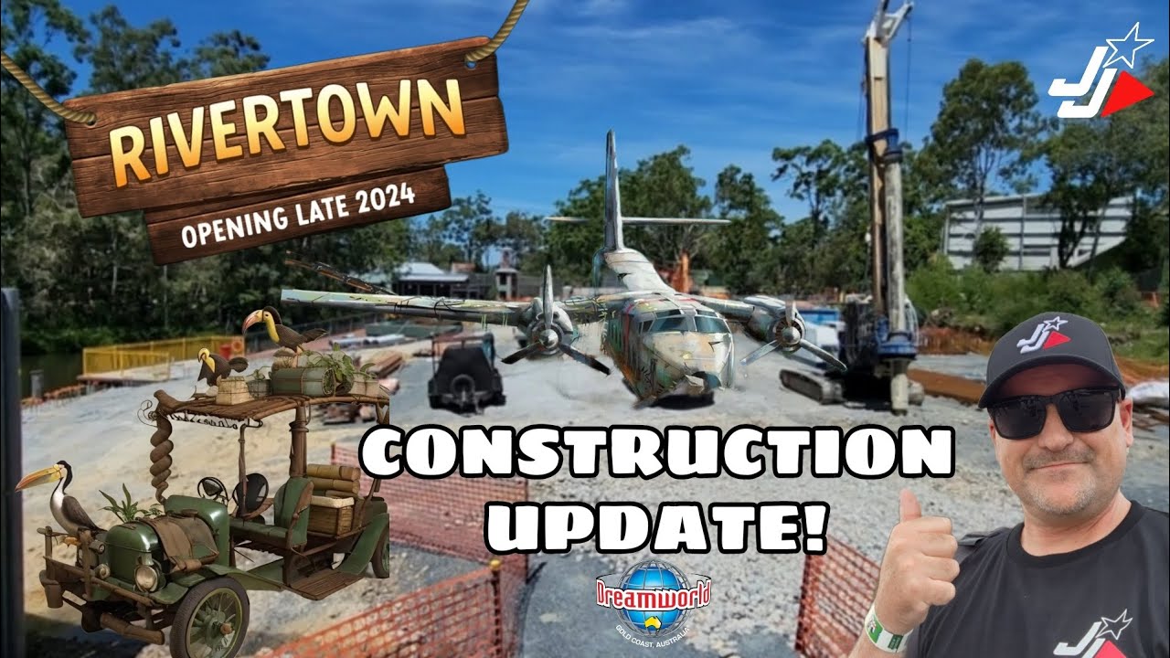 DREAMWORLD GOLD COAST - RIVERTOWN & JUNGLE RUSH RIDE CONSTRUCTION ...