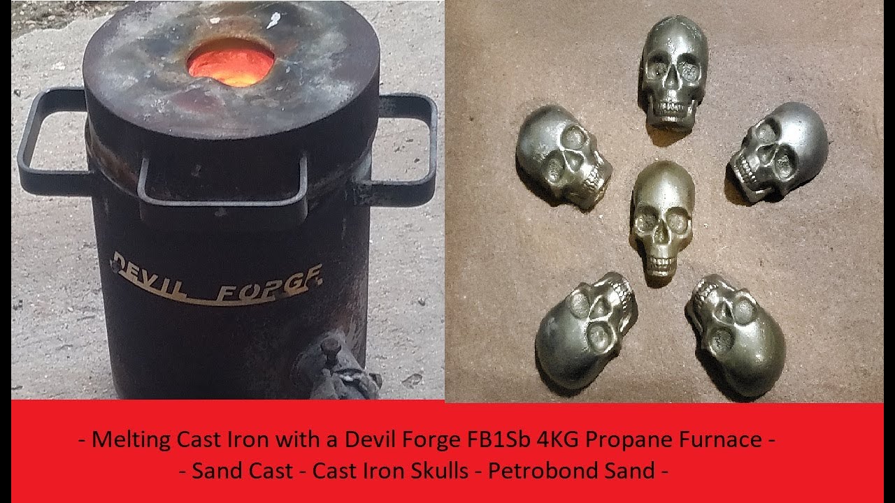 Melting Cast Iron - Sand Cast Skull - Devil Forge - PetroBond - YouTube