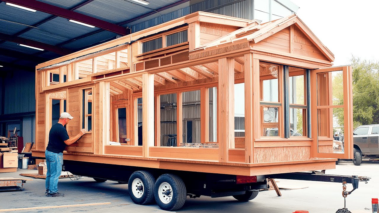 Man Builds Luxury Tiny Home on Wheels | Start to Finish Build by ...