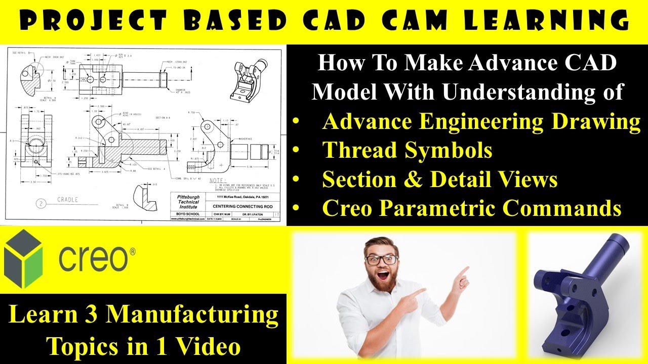 CAD CAM TUTORIAL| Explanation of CAD, Engineering Drawing, Thread ...