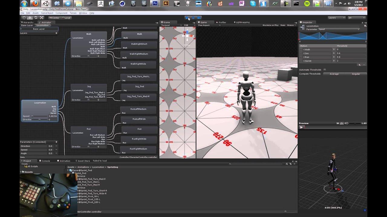 Unity Third Person Control: Mecanim Blend Trees - Tutorial 16 - YouTube