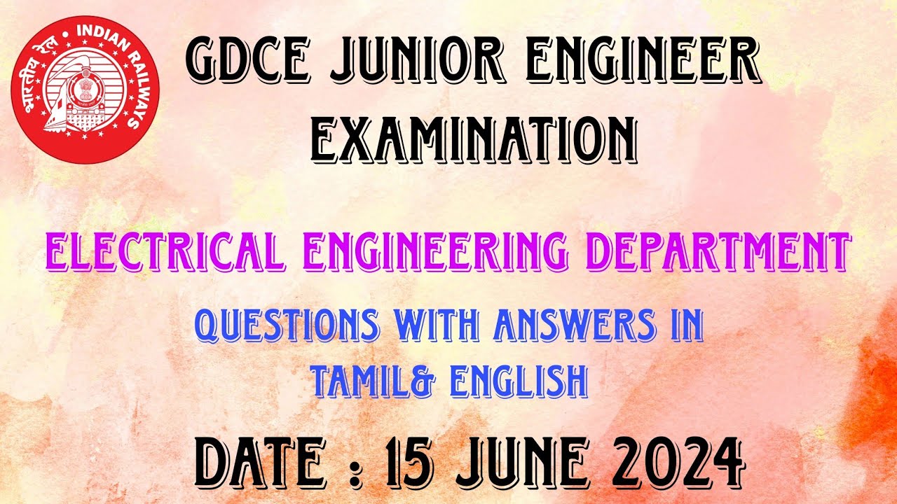 GDCE junior engineer electrical engineering questions and answers in Tamil English. 15 June 2024 ...