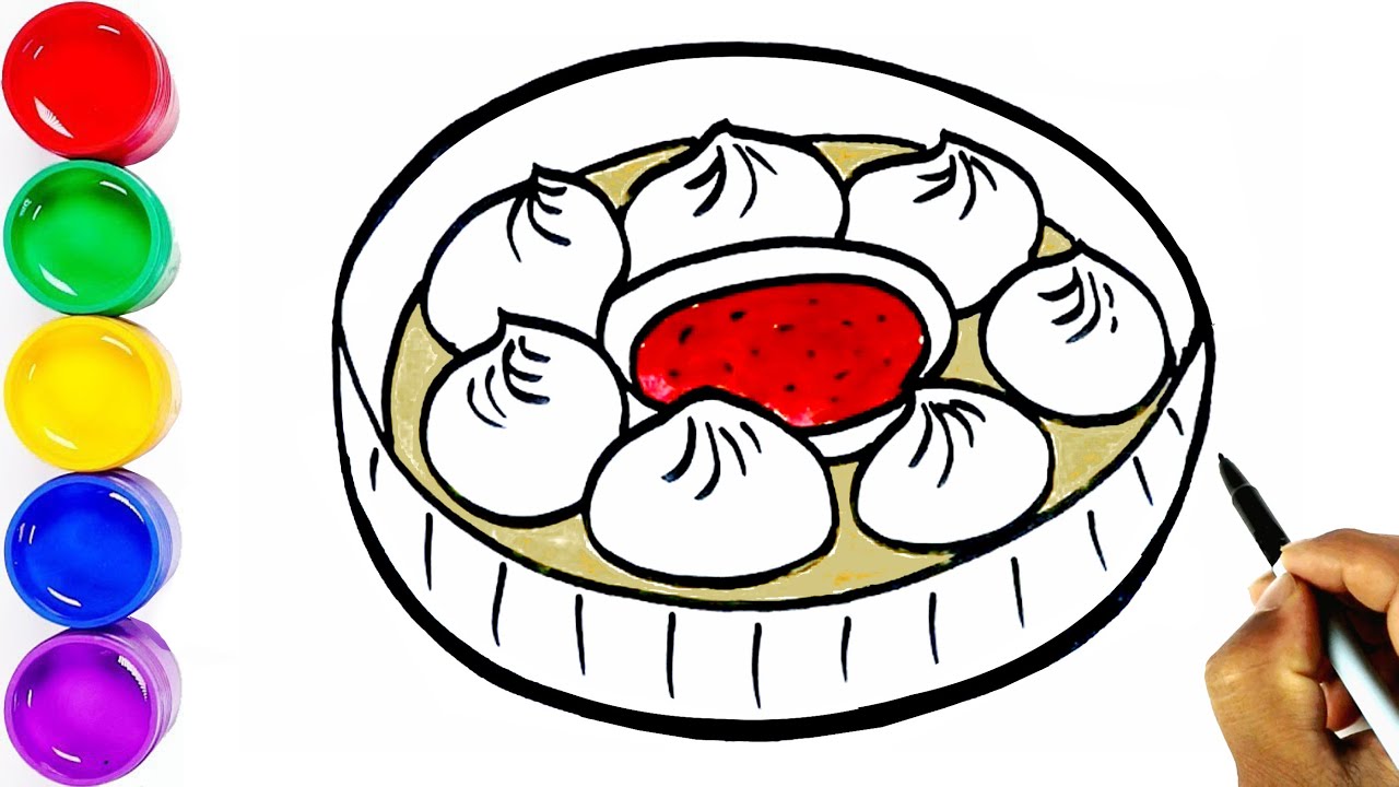 Draw a Mo Mo Nepali Food || MOMO Draw and Colour || #म:म #मो:मो - YouTube
