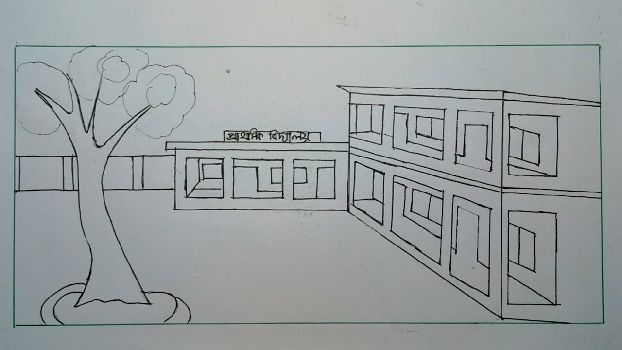 How to draw my dream school || How to draw School Scene Step by step ...