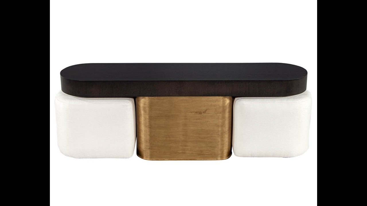 CE-3433 Mid Century Modern Inspired Console Table with Ottomans Set ...