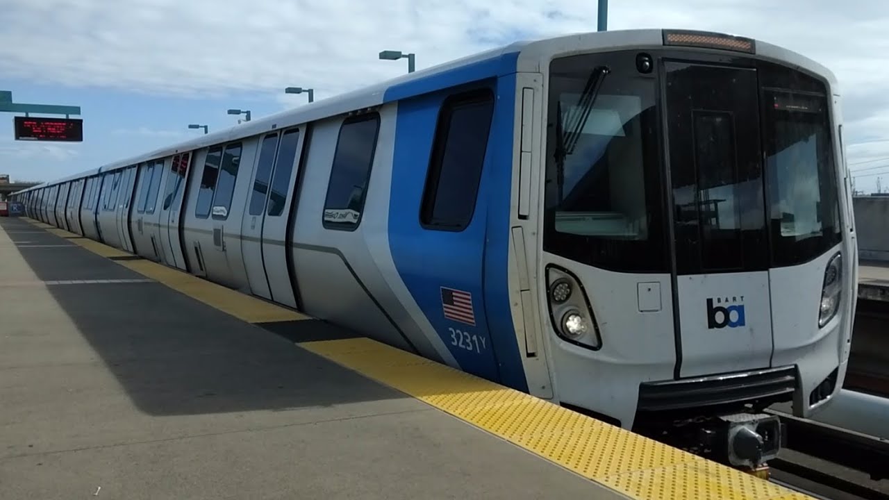 BART 6-Car Red Line Millbrae Train Arrives at West Oakland Station ...