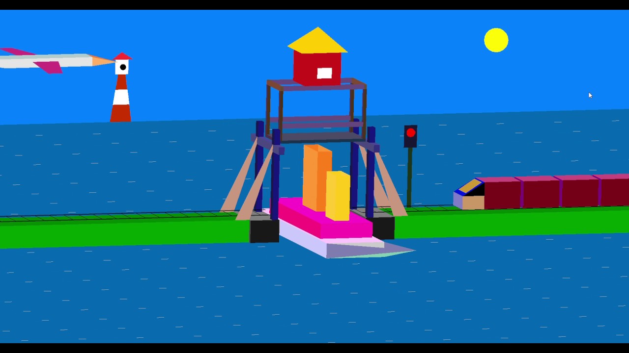 VERTICAL LIFT BRIDGE SIMULATION OPENGL PROJECT - YouTube