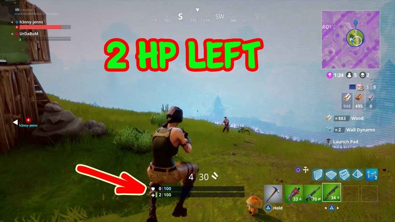 2 Health Point left Battle Fortnite - YouTube