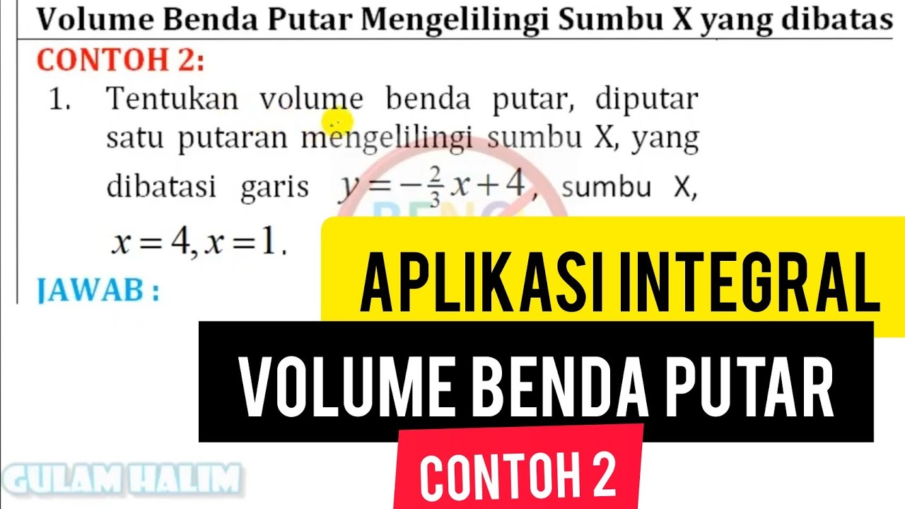 Integral Volume benda putar contoh 2 - YouTube