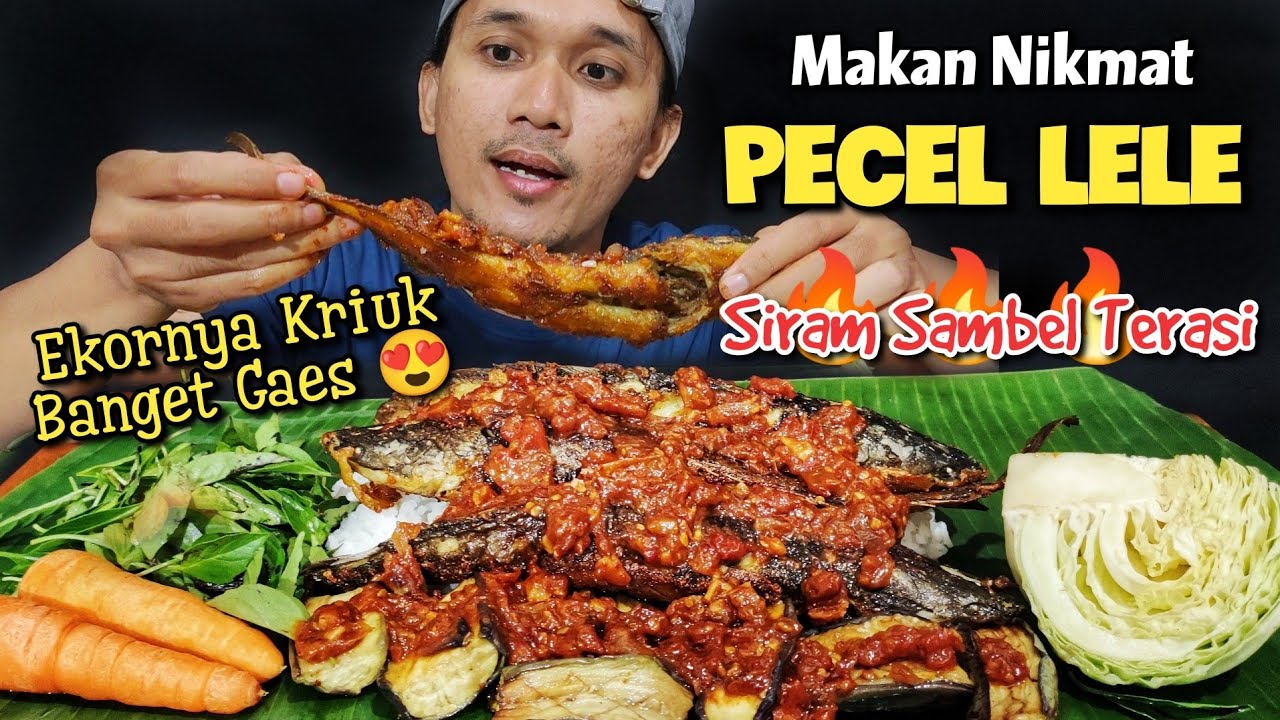BENER-BENER PERBUATAN YANG MENGENYANGKAN‼️ MUKBANG PECEL LELE LALAP TERONG GORENG SAMBAL TERASI ...