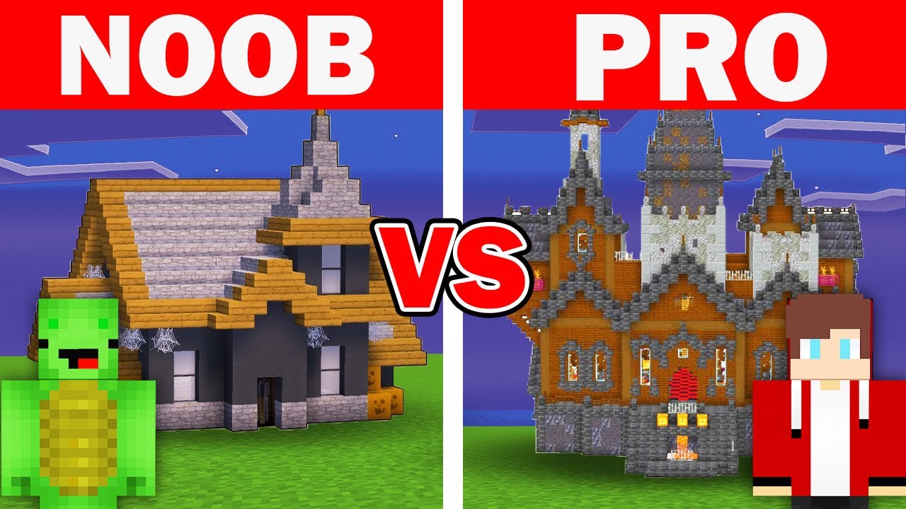 Mikey & JJ - NOOB vs PRO : HAUNTED HOUSE BUILD CHALLENGE - Maizen - YouTube