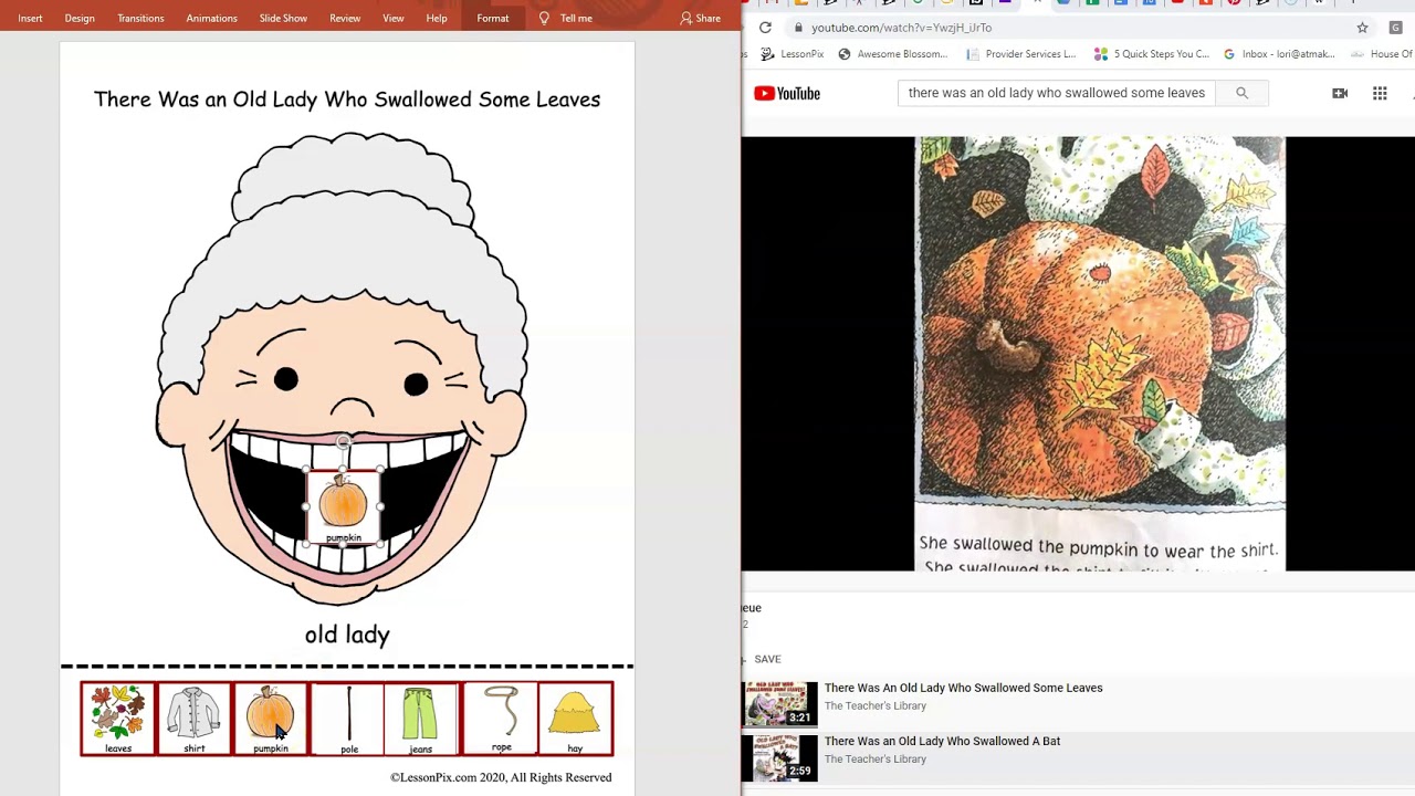 LessonPix and PowerPoint with the Old Lady Who Swallowed Some Leaves ...