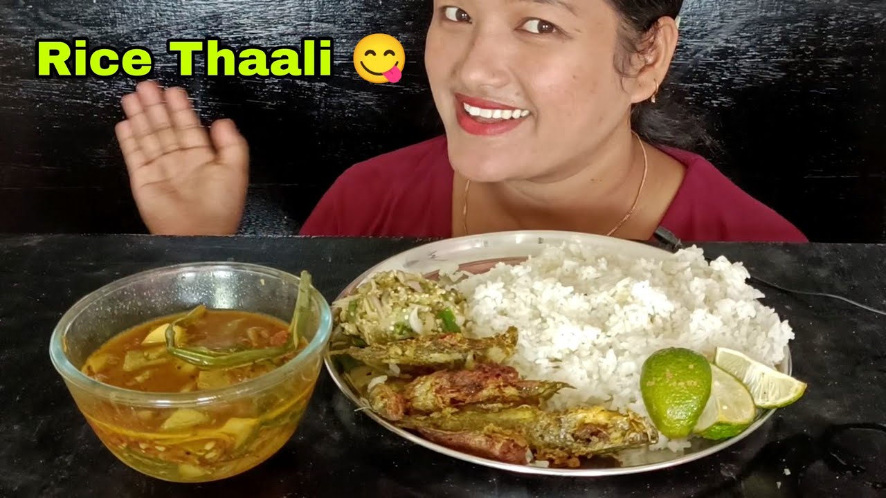Goroi Mas fry+ Fish Fry+ Aloo jika jul+ rice Thaali 😋 - YouTube