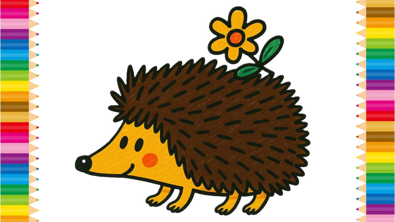 How to Draw and Color a Hedgehog I Kids Art Tutorial - YouTube