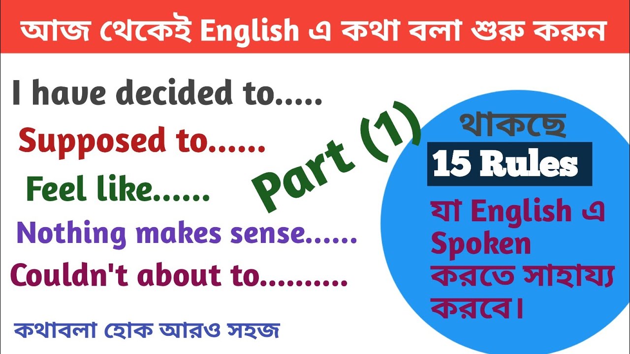 15 English Spoken Rules For Beginners!! Part (1)! English speaking ...