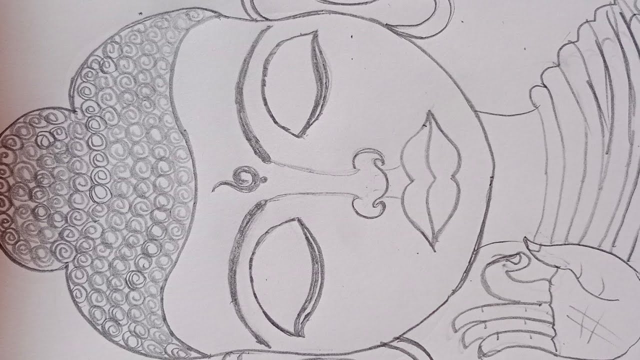 how to draw lord Buddha image with pencil . - YouTube
