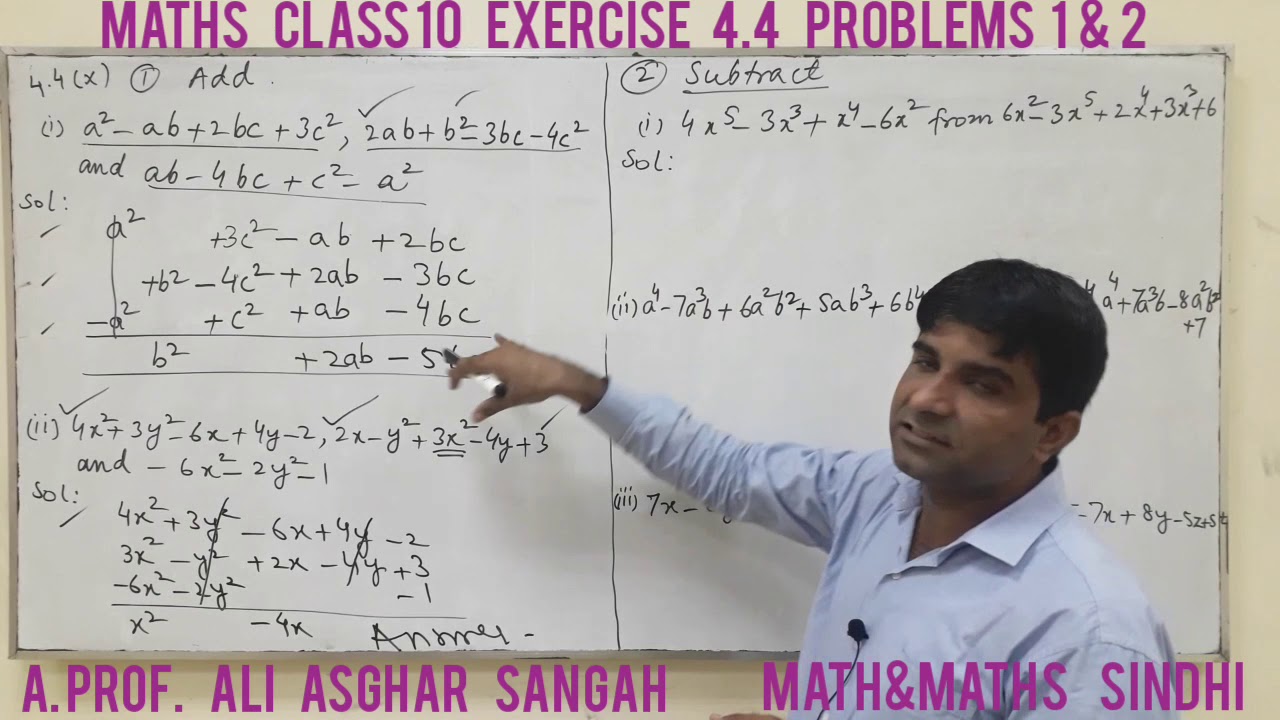 4.4 ( 1 & 2) class 10th Addition and Subtraction in Algebra - YouTube