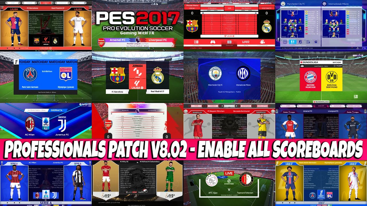 PES 2017 PROFESSIONALS PATCH V8.02 - FT: ENABLE ALL SCOREBOARDS - YouTube
