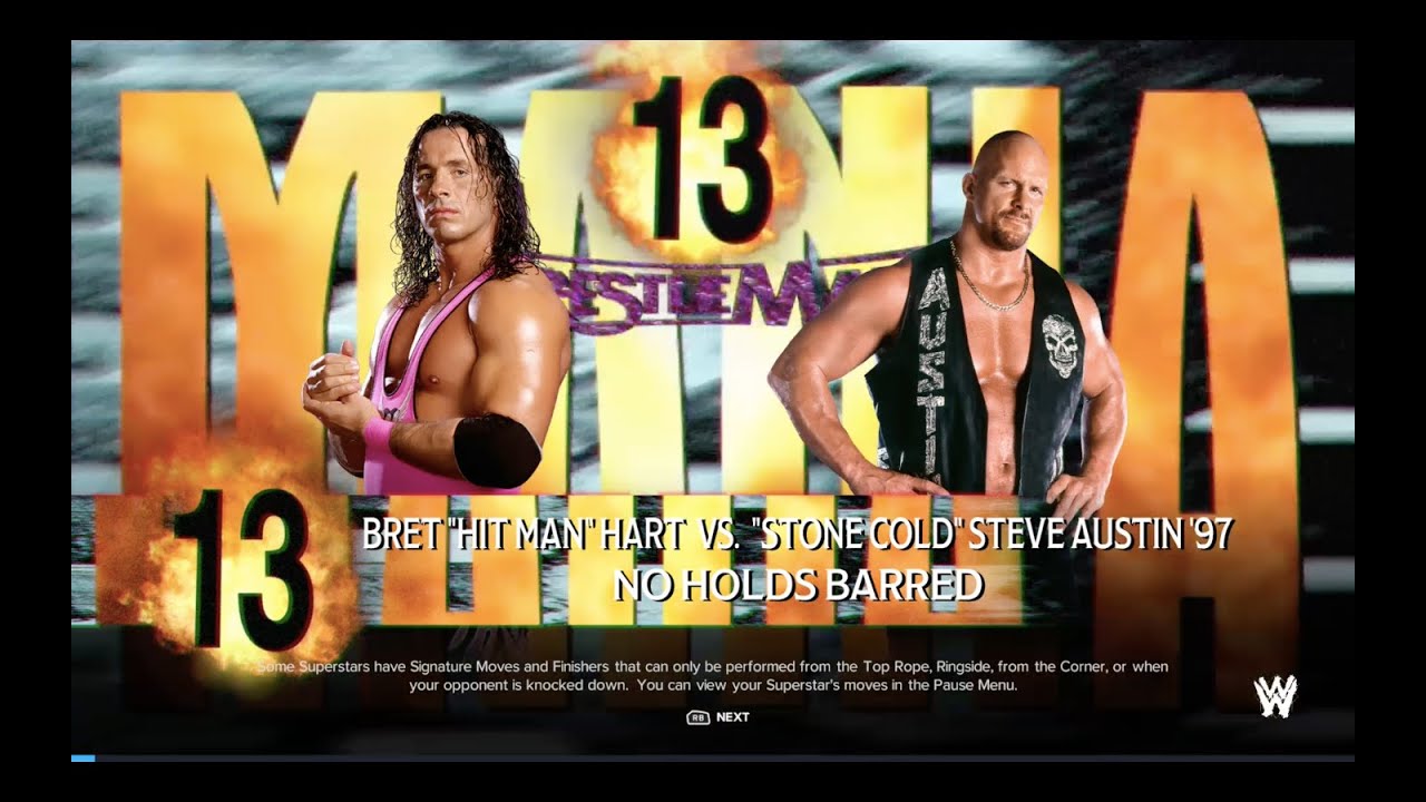 WWE 2K24 - BRET HART VS STONE COLD (WrestleMania 13) Match Recreation - YouTube