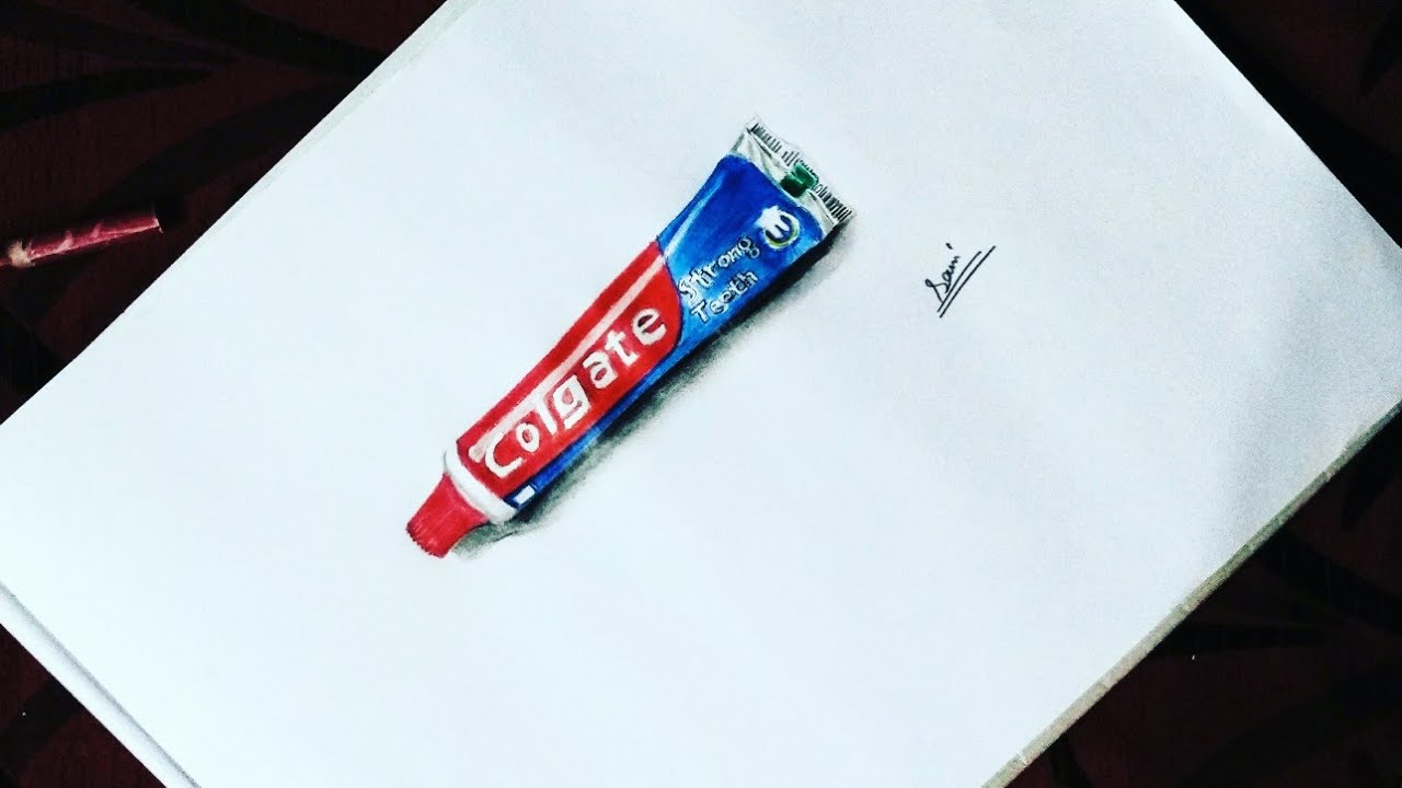 How To Draw A Realistic 3D Colgate // step by step process // drawing ...