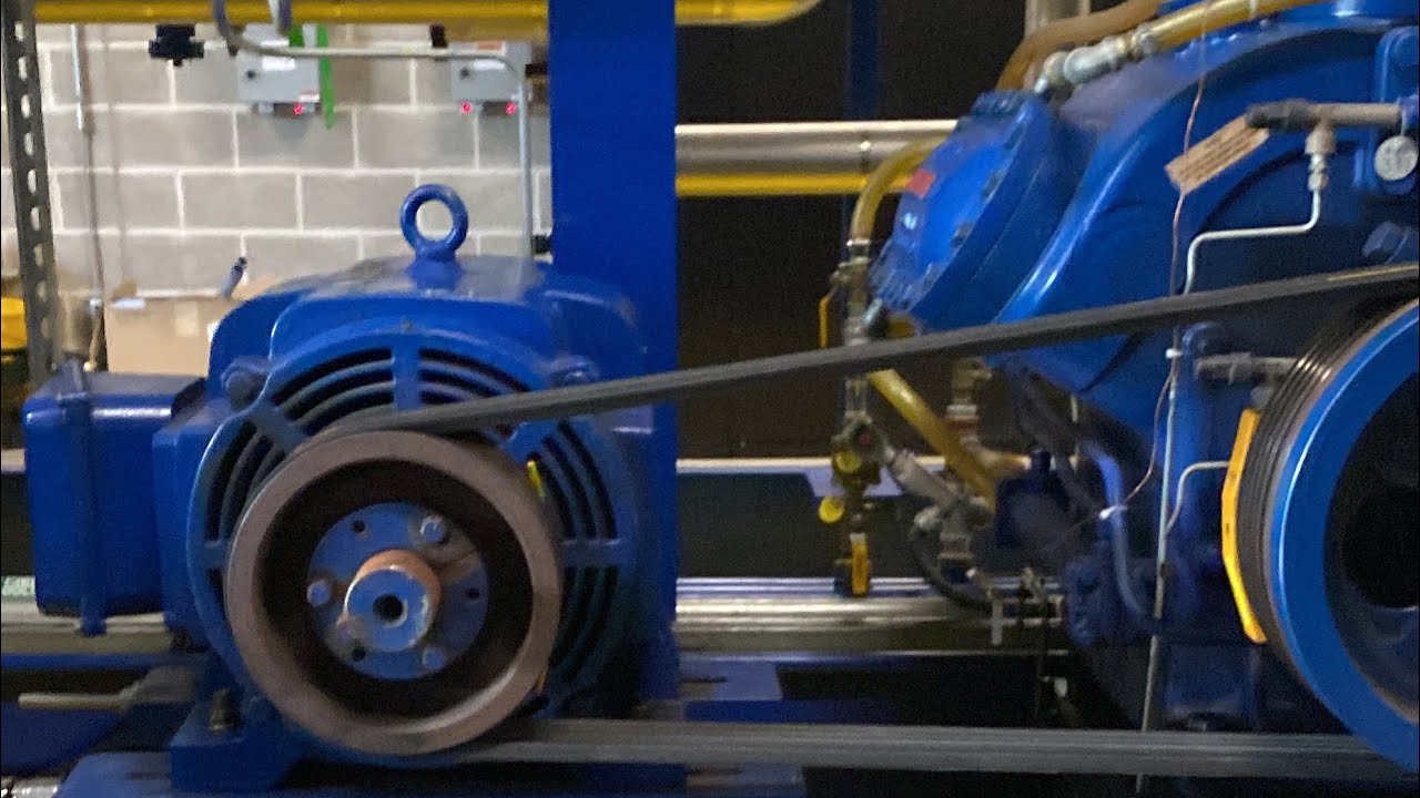 Tensioning open drive compressor belts with laser alignment. - YouTube