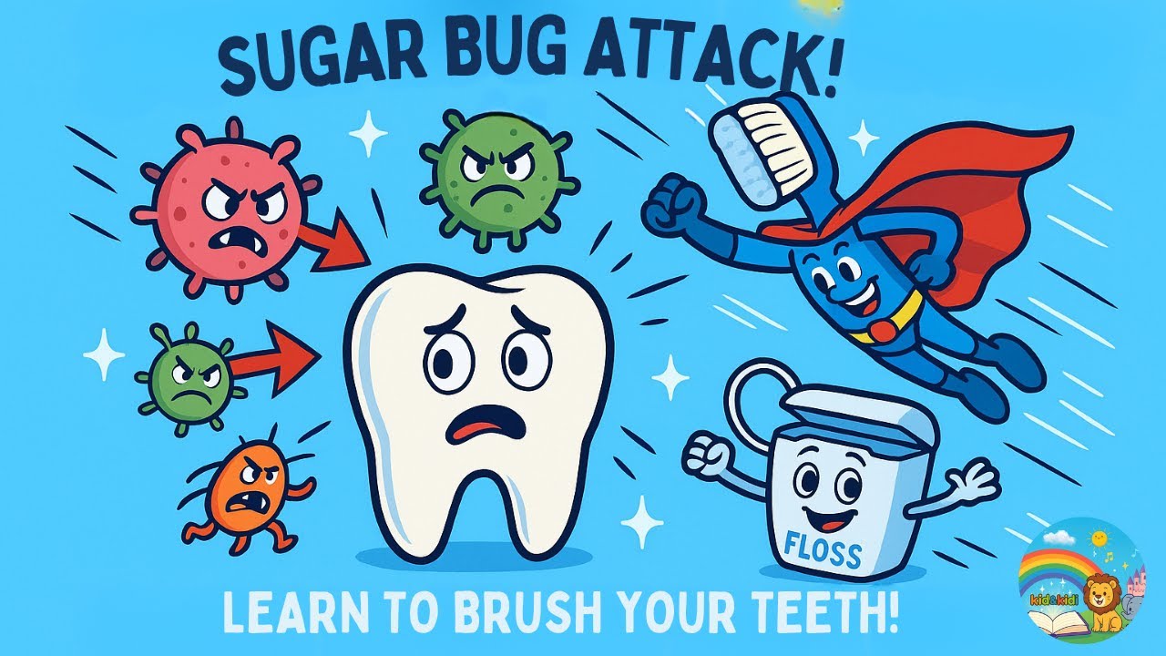 Sugar Bug Attack |Learn Dental Hygiene & Brushing Teeth for Kids|@KidKidi-00 - YouTube