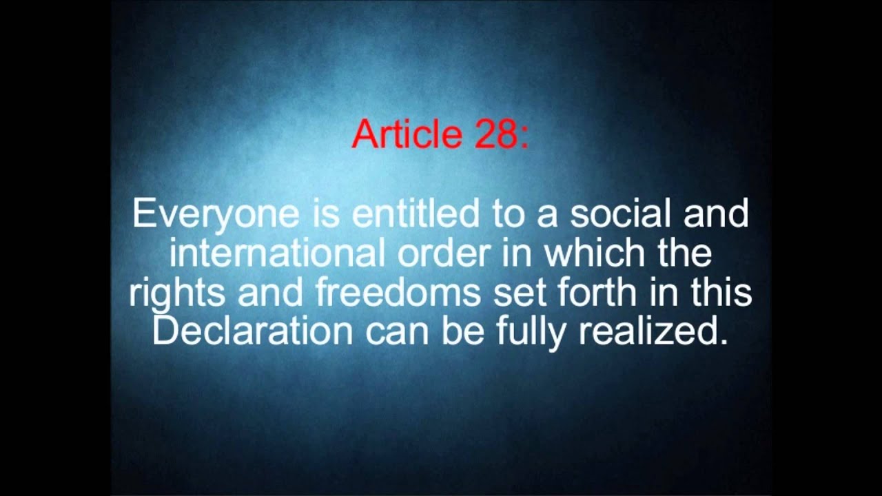 UDHR Universal Declaration Of Human Rights Article 28 - YouTube