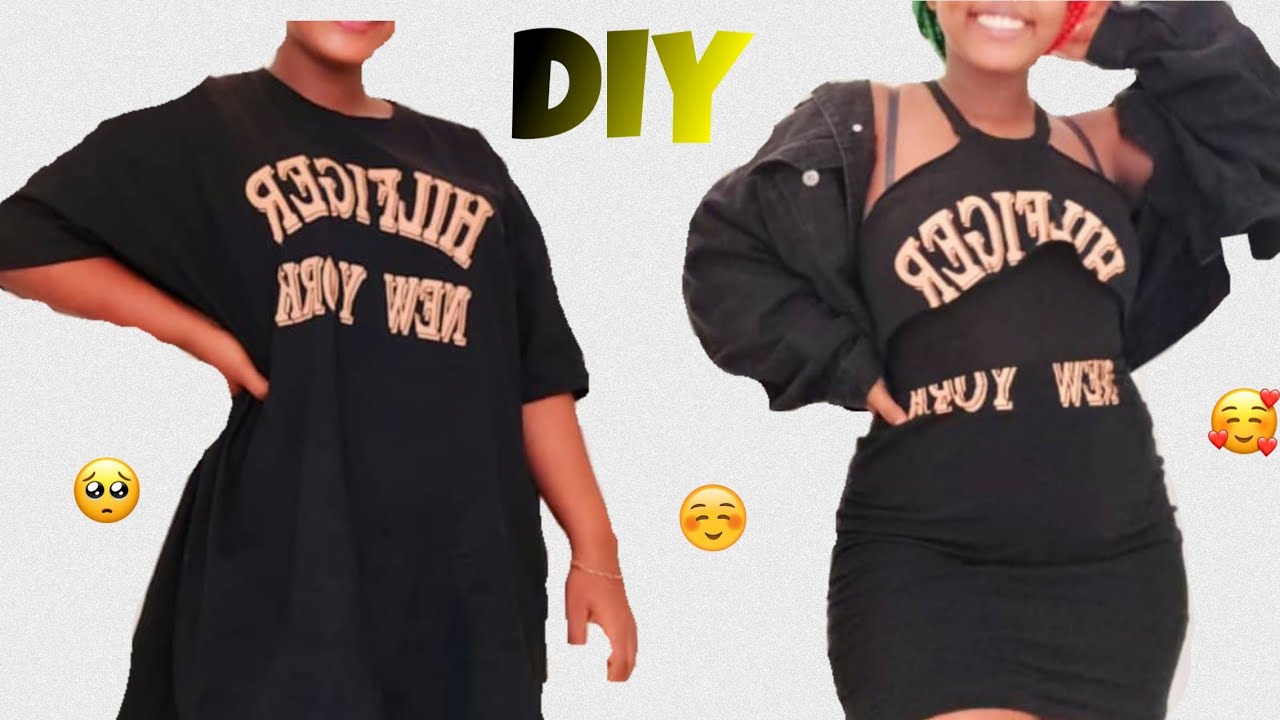 DIY OVERSIZED DRESS INTO TWO PIECE SET ( DIY CLOTHING TRANSFORMATION ...