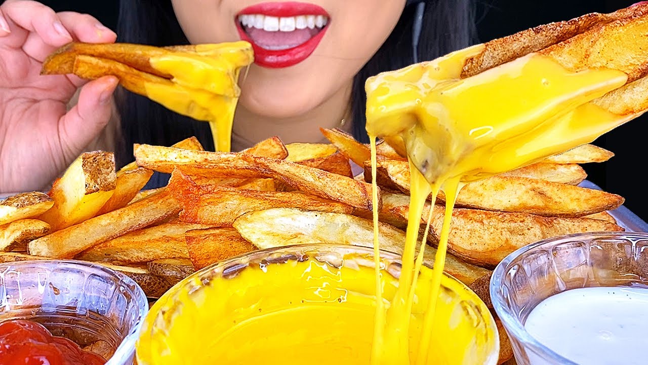ASMR CHEESY French Fries *Homemade* No Talking Eating Show | ASMR Phan ...
