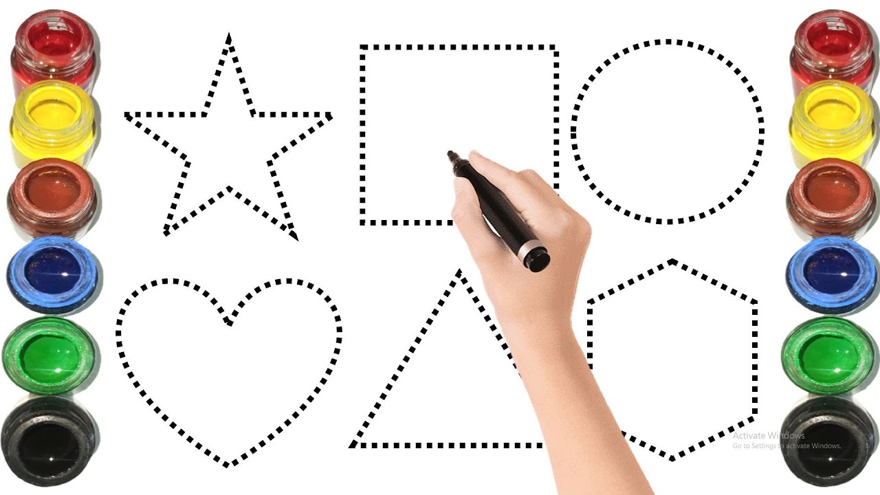 2D Shapes drawing, Shapes name for kids, Star, Square, Circle, Triangle ...