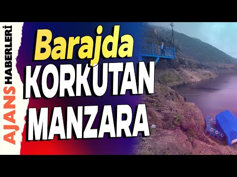 Tekneyle gezilebilen barajda ürküten manzara