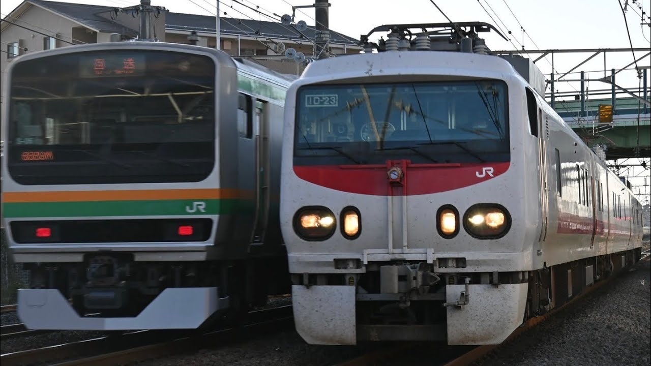 まさかのE491系検測とすれ違う！【E231系S-06編成5両 TK出場回送（指定保全・機器更新※全更新）】E231系1000番台ｺﾂS-06編成が藤沢駅付近を通過（回8889M）2023. ...