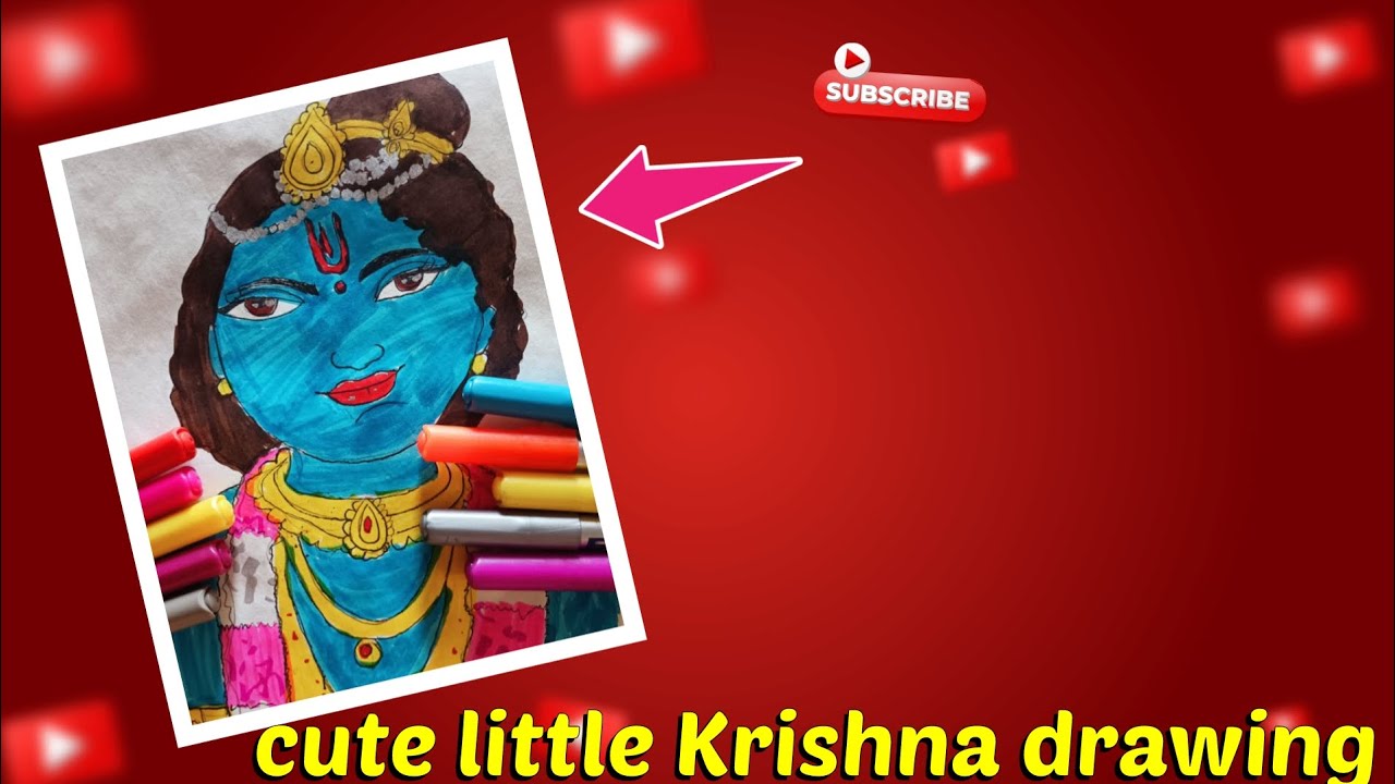 cute little Krishna ji drawing #tutorial #viral - YouTube
