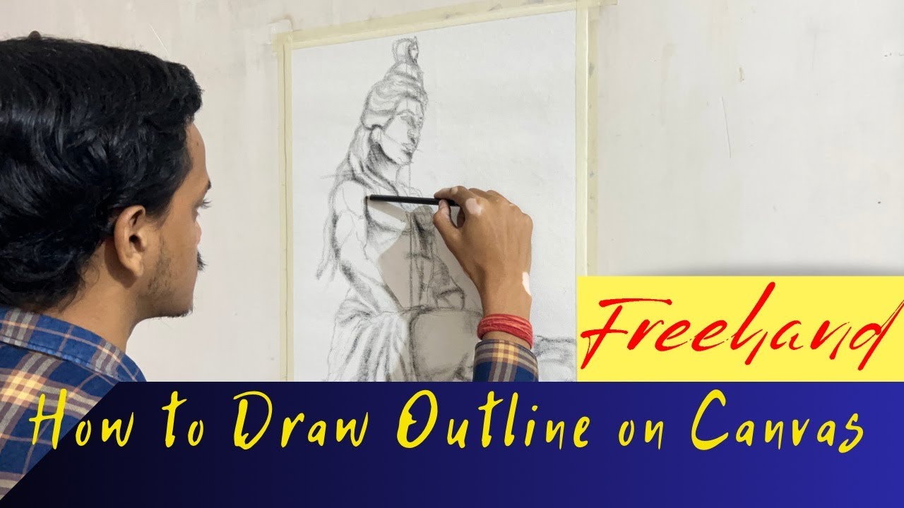 How to Draw outline on Canvas using Charcoal | Charcoal Drawing on ...
