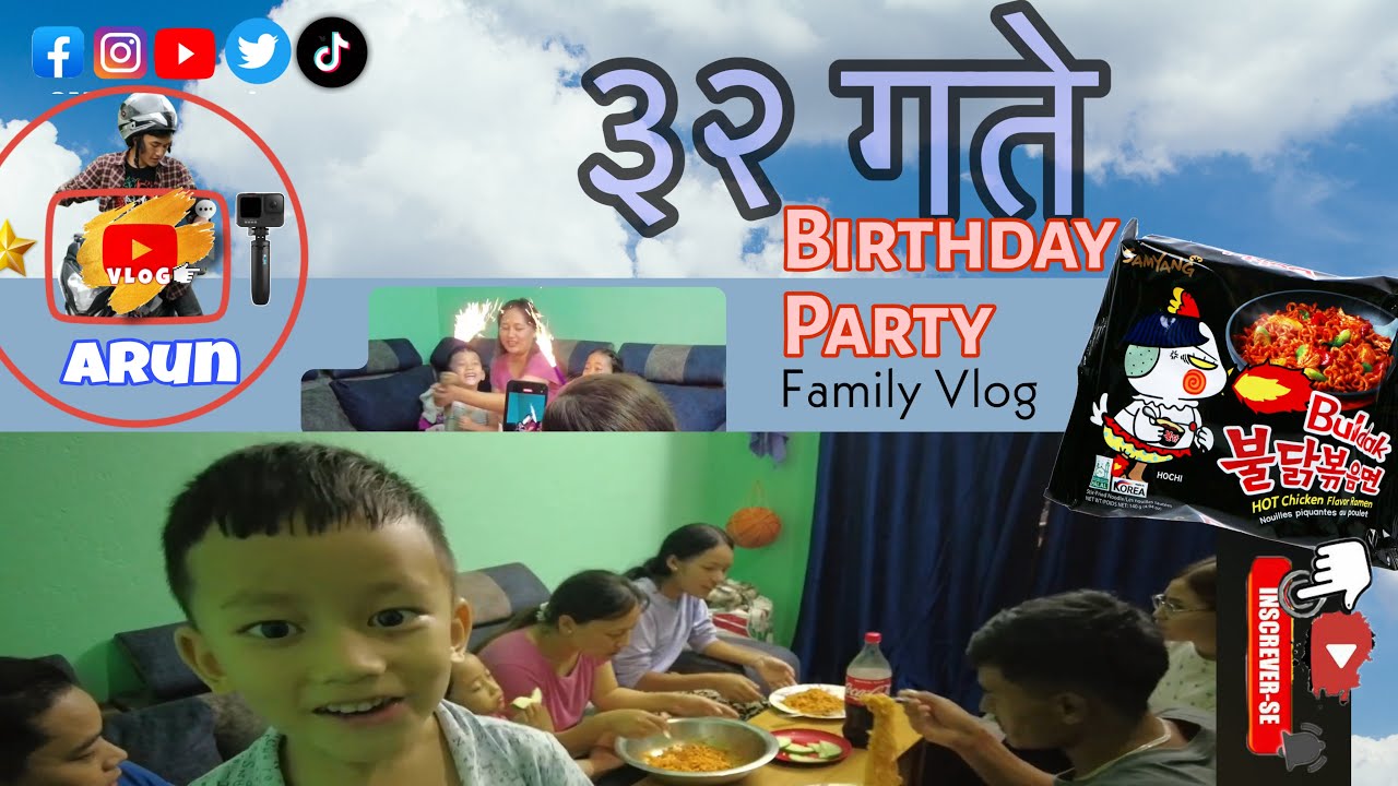 ३२ गतेको Birthday(Buldak)को साथमा सम्पन्न// Family vlog - YouTube