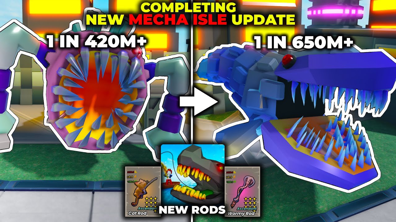 GO FISHING 🐟 COMPLETING NEW MECHA ISLE UPDATE 🔥 NEW ISLAND, RODS, FISH ...