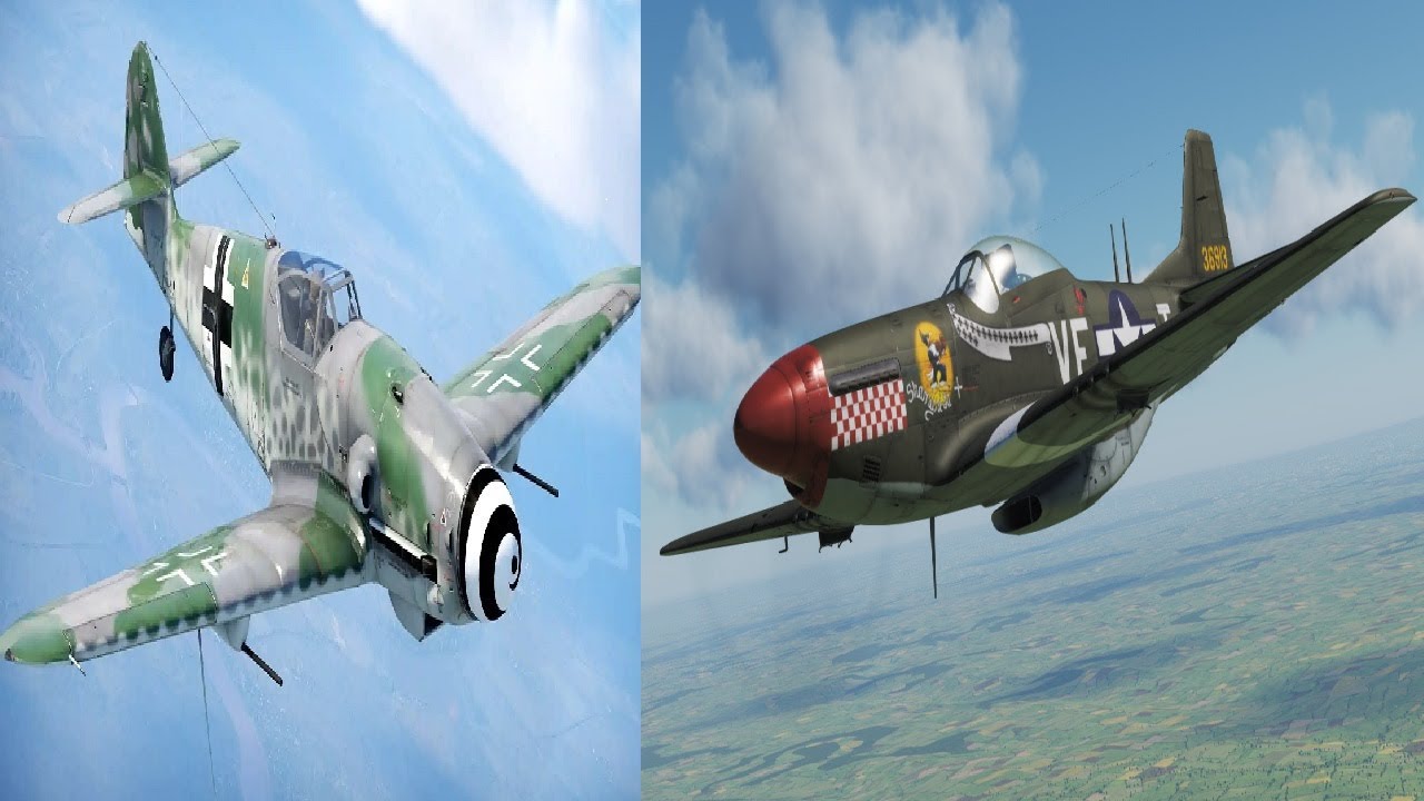 👑 Bf 109 G10 vs P 51B Mustang, AI vs AI, WW2 Dogfight over Normandy # ...