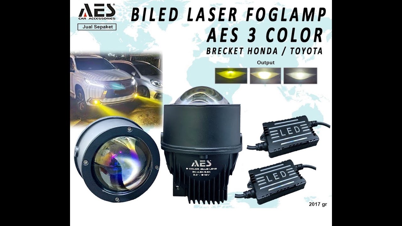 BILED LASER FOGLAMP 3 WARNA L3 Merk AES MOBIL UNIVERSAL BERKUALITAS ...