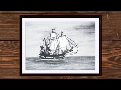 Journey to Distant Shores – Pencil Drawing of a Sailing Ship - YouTube
