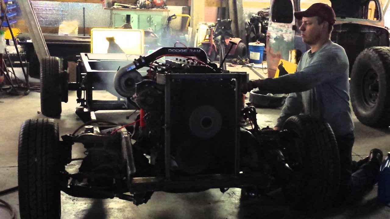 42 Dodge Rat Rod with Cummins first start - YouTube
