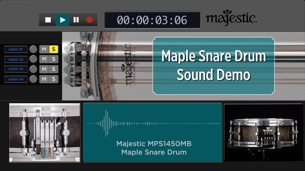 Majestic MPS1450MB Thick Maple Prophonic Snare Drum Sound Demo - YouTube