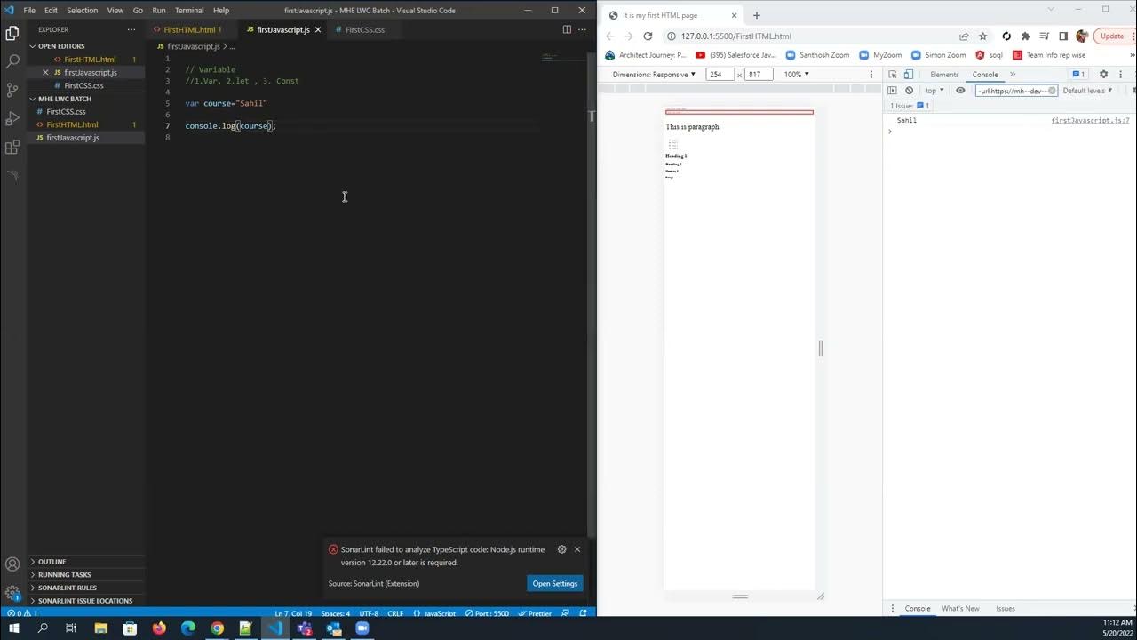 JavaScript basics for LWC (Lightning Web Component) Class 2 - YouTube